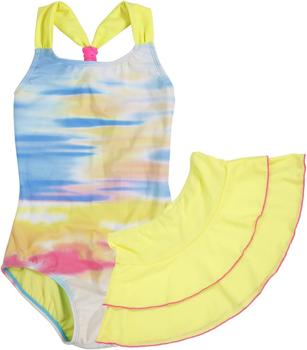 DAYU Traje de baño de una Pieza con Falda de natación para niña, Tinte ...