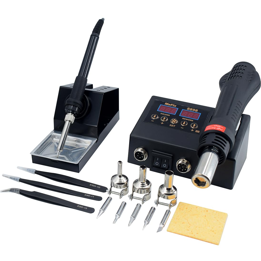 MeFix 8898 Portable 2 in 1 Soldering Iron Station SMD Hot Air Rework ...