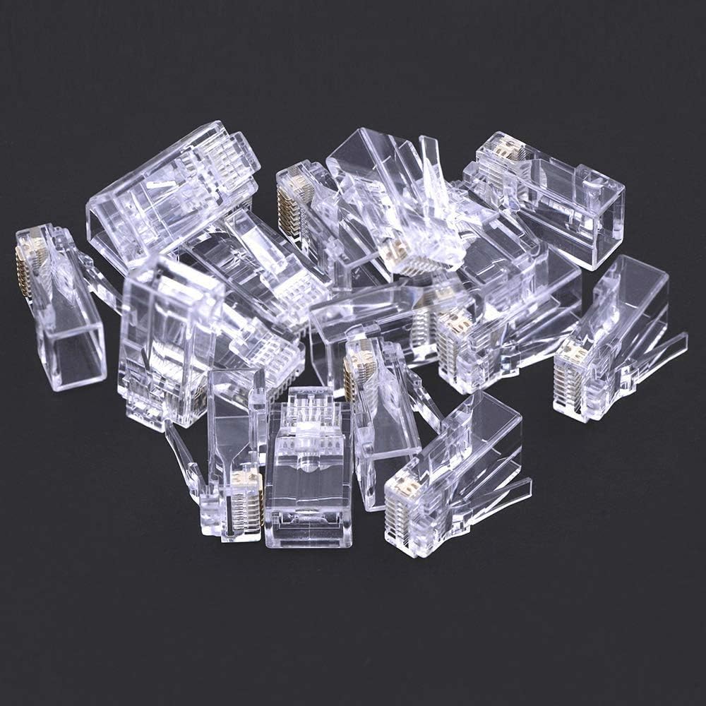 VCE 50 Pack RJ45 Connector Pass Through with RJ45 Boots CAT6 Connector ...
