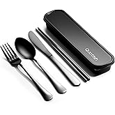 Amazon.com: Travel Utensils with Case, Quatish Portable Silverware Set for Work, Stainless Steel ...