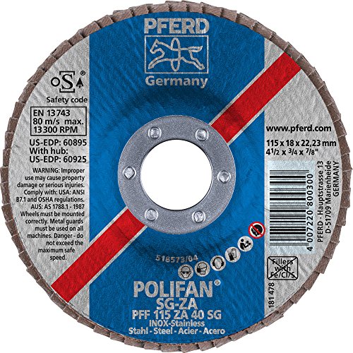 PFERD 60895 Polifan PFF Type 27 Flat Flap Disc, Zirconia Alumina ...