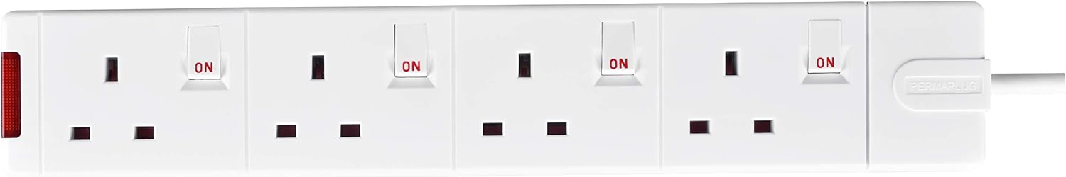 Masterplug Four Socket Rewireable Trailing Socket with Power Indicator ...