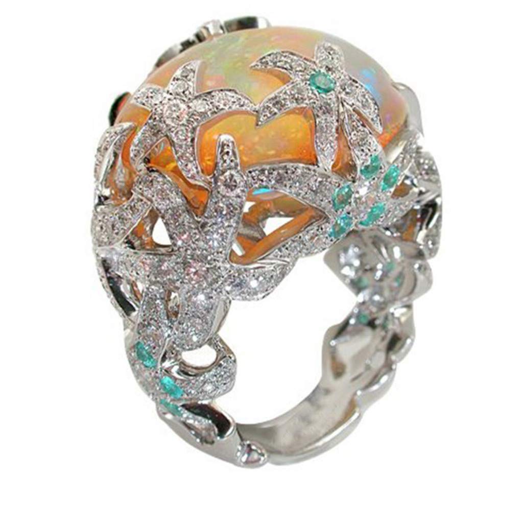 Buy MONISE-jewelryOrange Blue Fire Opal Ring Opel Ring Starfish Flower ...