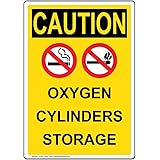 Amazon.com: ComplianceSigns.com Vertical Caution Oxygen Storage OSHA ...