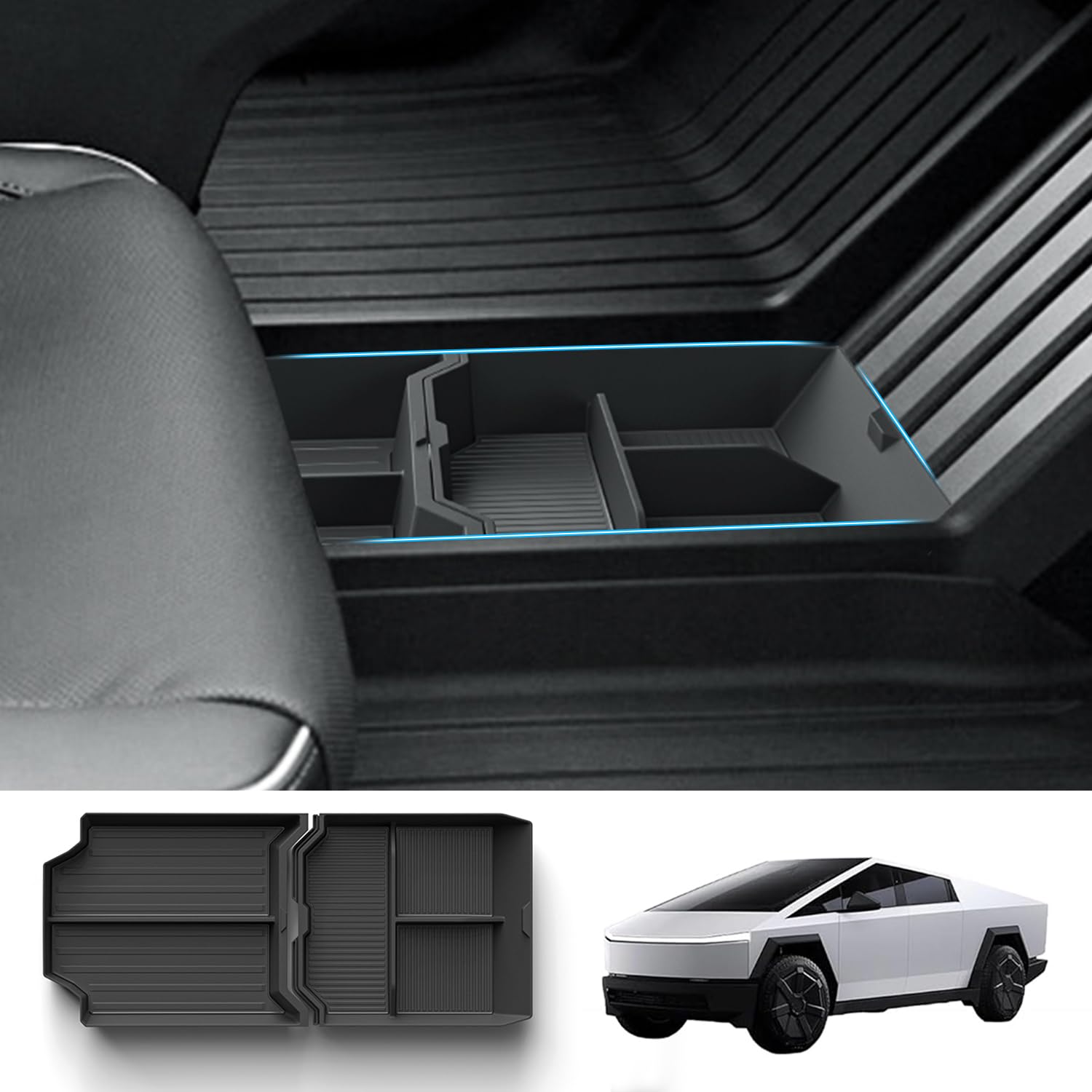 TOPABYTE Floor Console Organizer for Tesla Cybertruck 2024 Lower Center ...