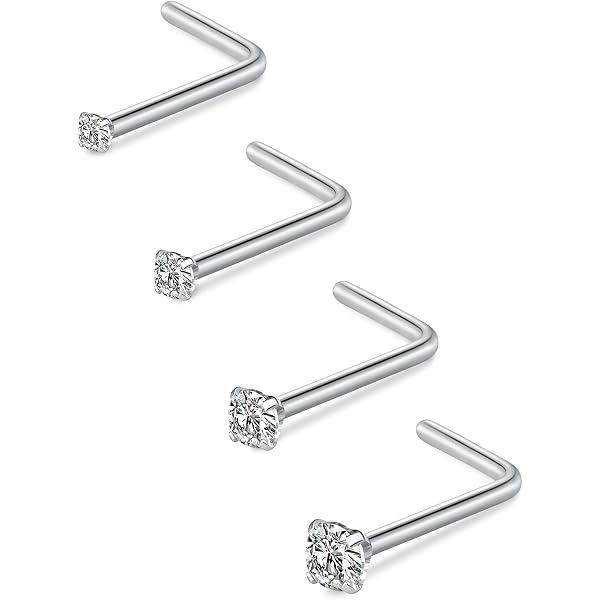 MODRSA Gold Nose Stud Gold Nose Ring Stud Threadless Nose Stud Push In ...