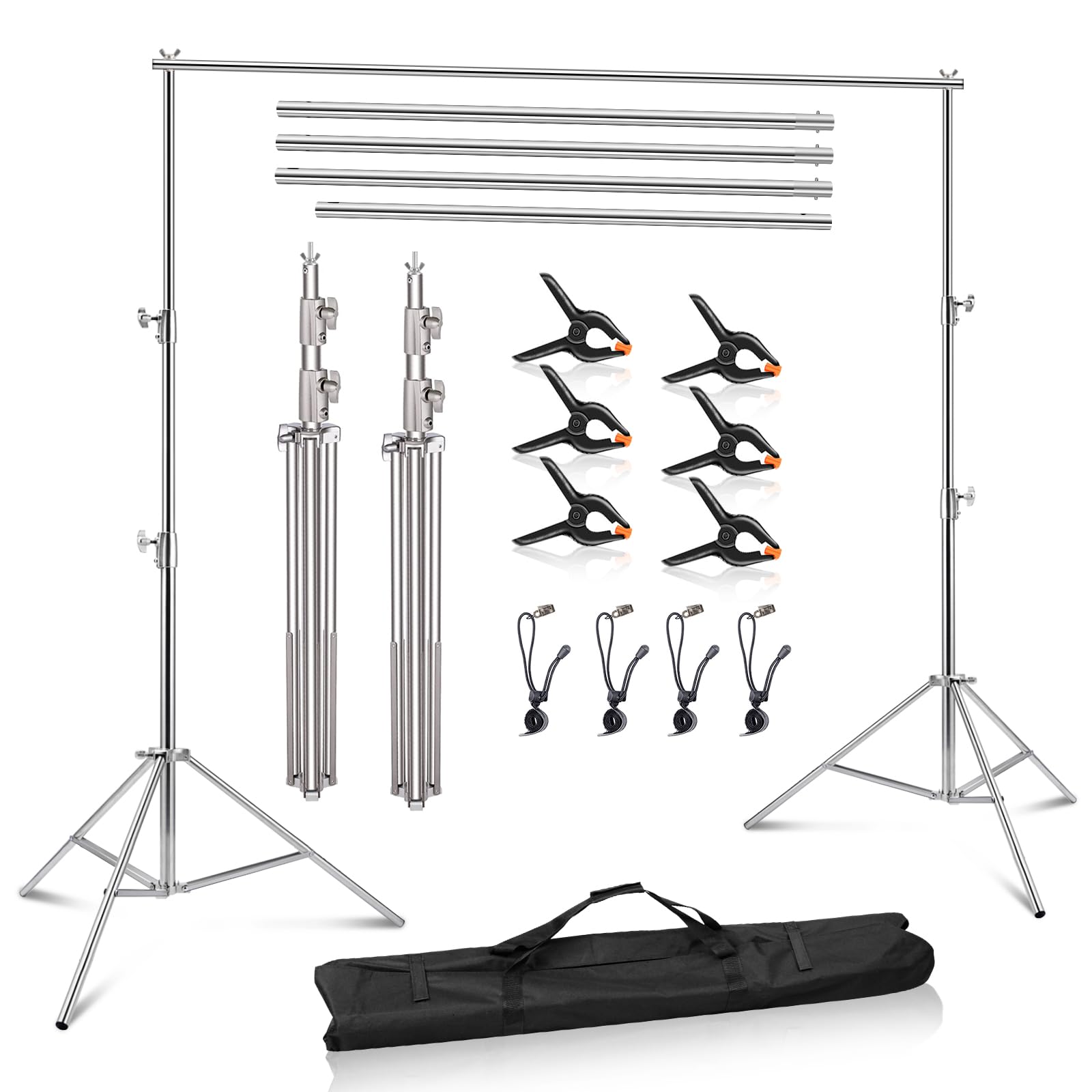MSKIRA 9.2 x 10 Ft Stainless Steel Backdrop Stand Heavy Duty Adjustable ...