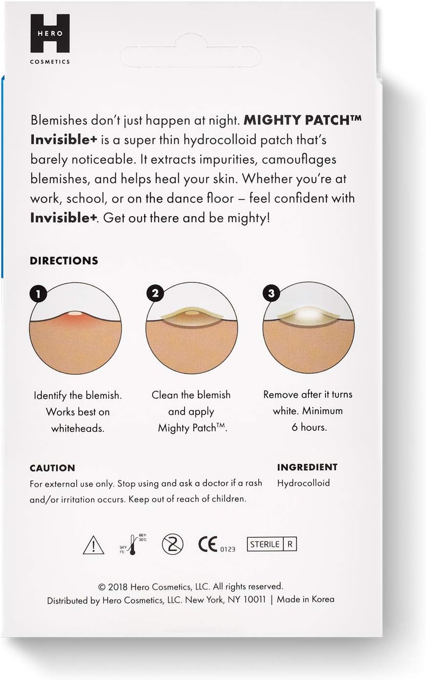 Mighty Patch Invisible Hydrocolloid Acne Pimple Patch Ultra Thin Spot ...