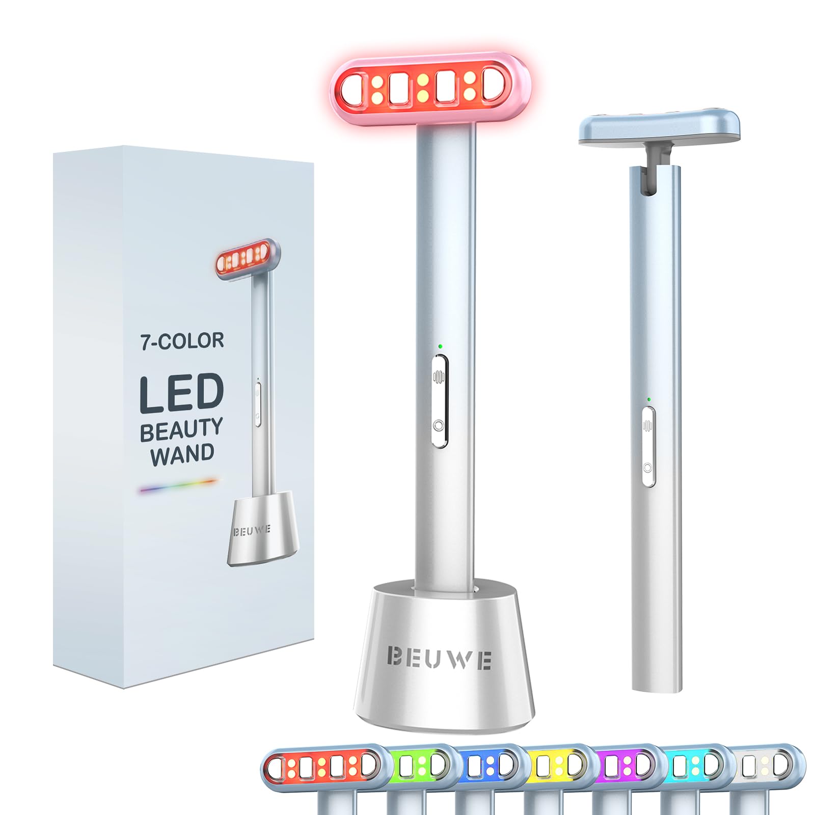 Red Light Face Wand, Red Light Therapy Facial Wand 7 Colors LED Light ...