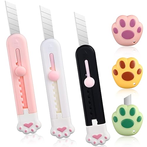 6 Pcs Cute Box Cutter Paw Box Cutter Kawaii Cat Retractable Letter ...