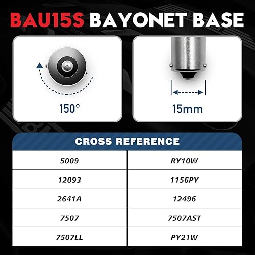 7507 Bulb Cross Reference OXILAM 7507 PY21W BAU15S LED Bulbs Amber
