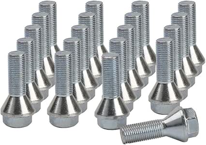 KSP M12X1.25 Wheel Studs Lug Nuts, Pack 20 pcs Shank Length 28mm Conical Seat 60 Degree Lug ...