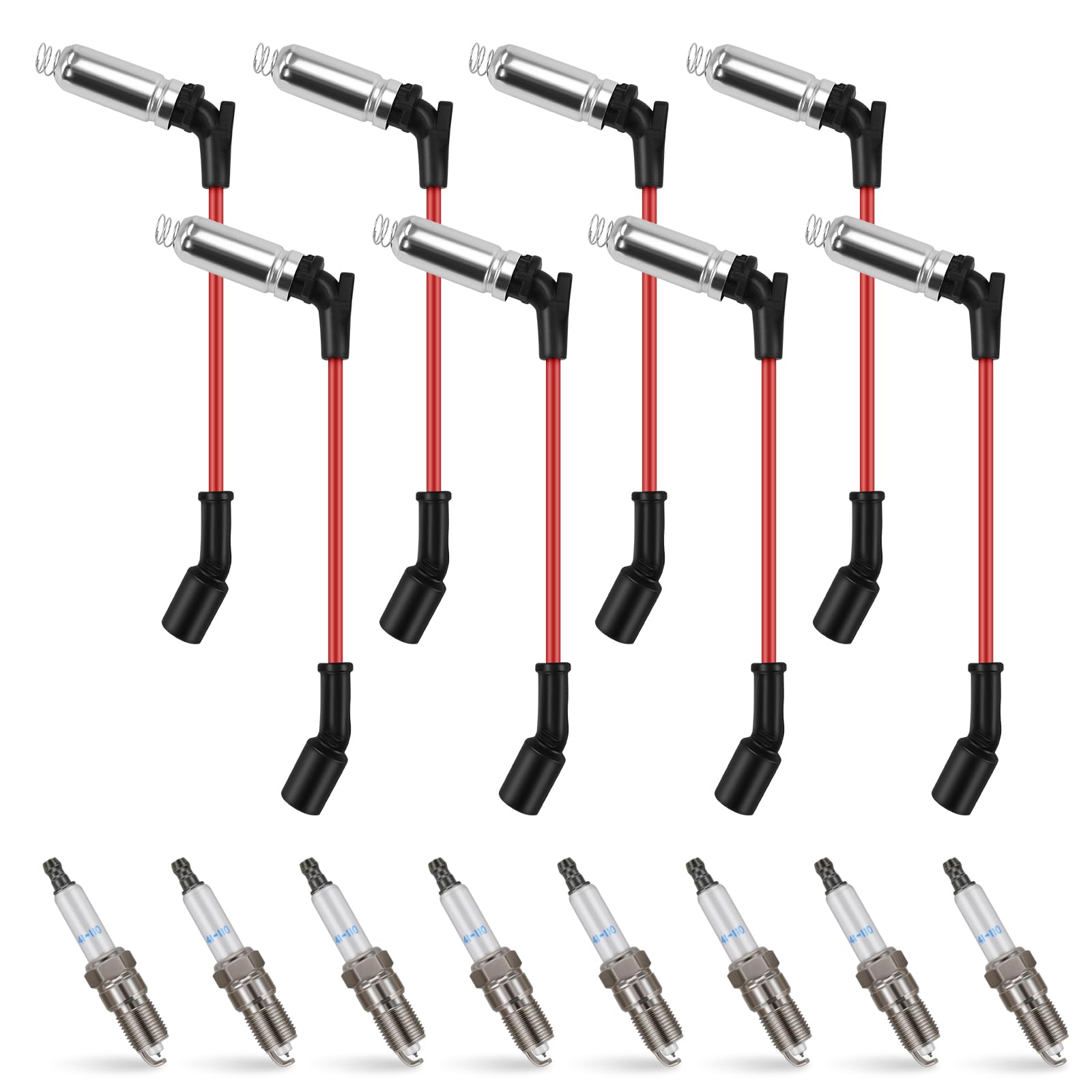 Iridium Spark Plug 41-110 & Spark Plug Wires M8-48322 Compatible with Chevy Silverdo/Subrban ...