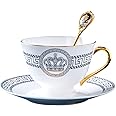 Amazon.com | LE POTOCIO Euro Style Bone China Tea Cup and Saucer Set, Tea Coffee Cups and ...