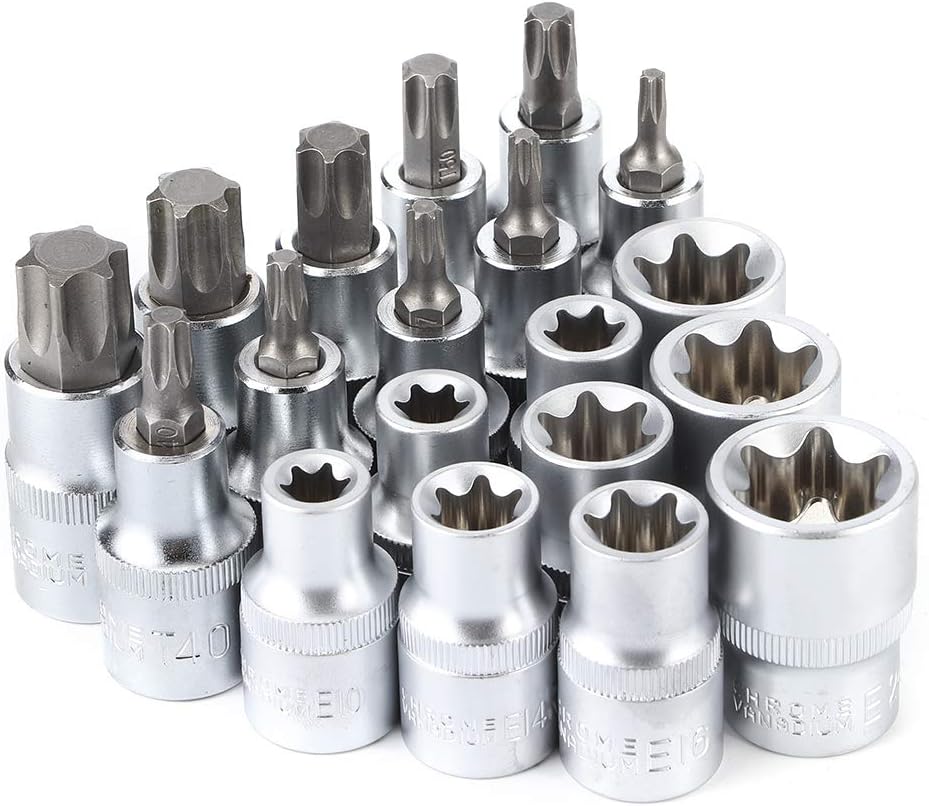 Star Socket Bit Set, 19Pcs/Set 1/2inch Drive Hex Bit Socket Set Drive ...
