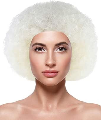 HalloweenPartyOnline White Afro Wig HW-2654: Amazon.ca: Clothing ...