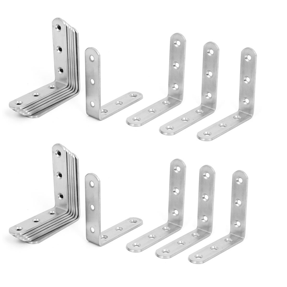 Uxcell 80mmx80mmx3mm Stainless Steel L Shaped Angle Brackets Shelf ...