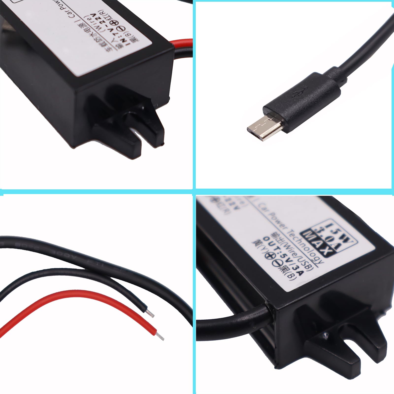 12V To 5V Buck Converter 3A USB C DC-DC Step Down Module Power Adapter ...