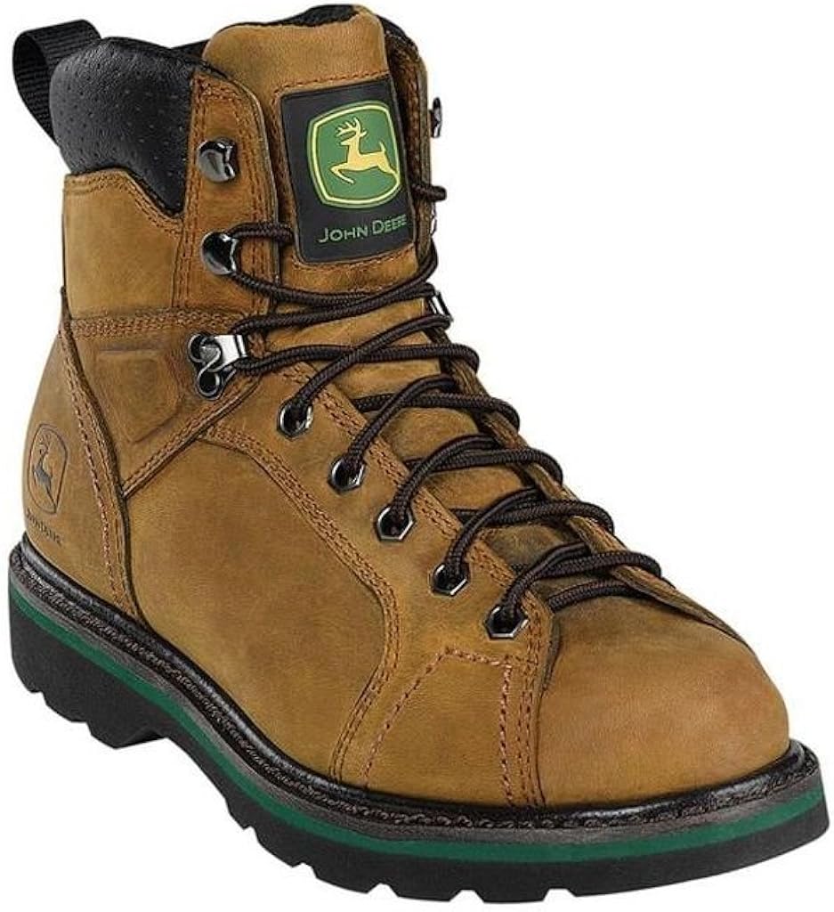 Amazon.com | John Deere Men's Leather Lace-Up Work Boot Crazyhorse 6 D ...