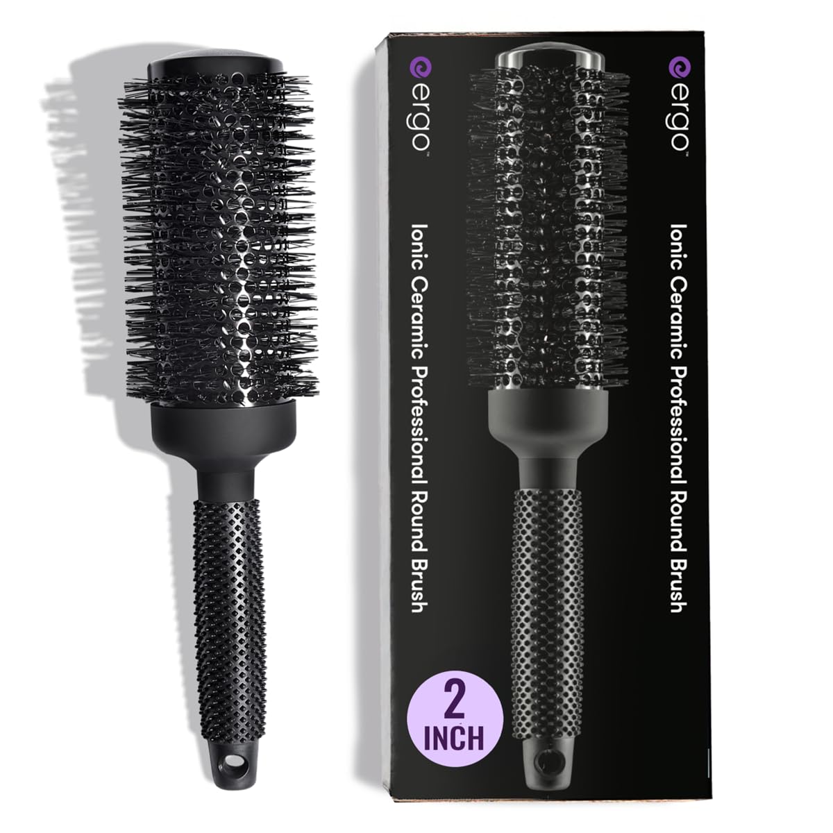 Ergo Ceramic Ionic Round Brush for Blow Out - Salon Quality Hair Brushes for Women - Roller ...