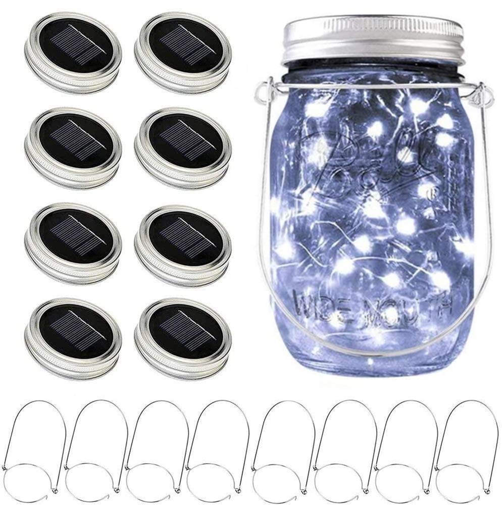 SunKite Solar Mason Jar Lights [Updated], 8 Pack 20 LED Waterproof ...