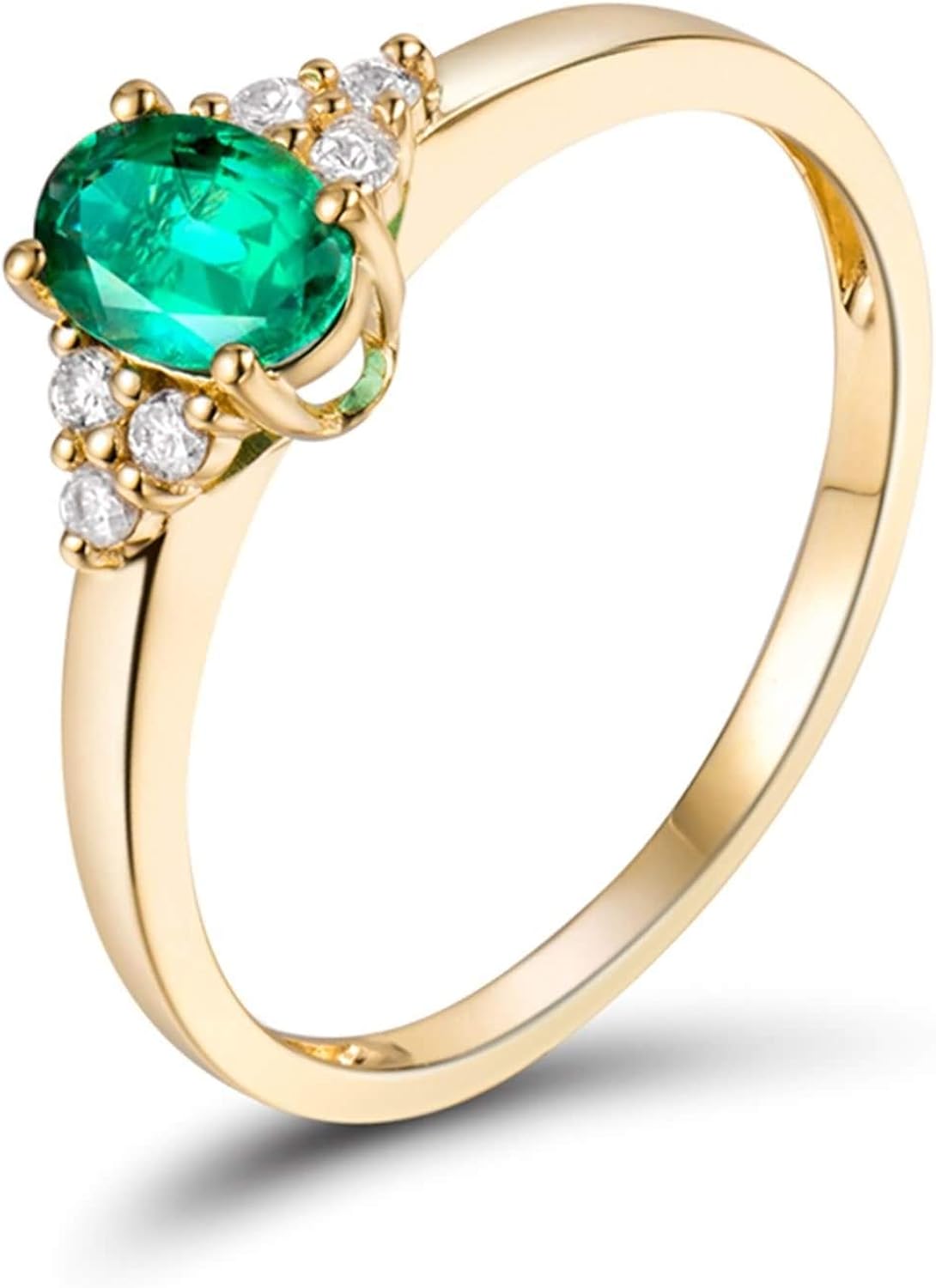 KnSam Damen Ring, 0,5 Ct Smaragd Ovale Form Mit 0,09 Ct Diamanten ...