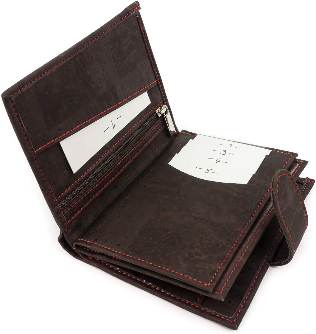 Small Cork Wallet with Zip and Coin Pouch – Vegan Cork Slim Wallet with ...