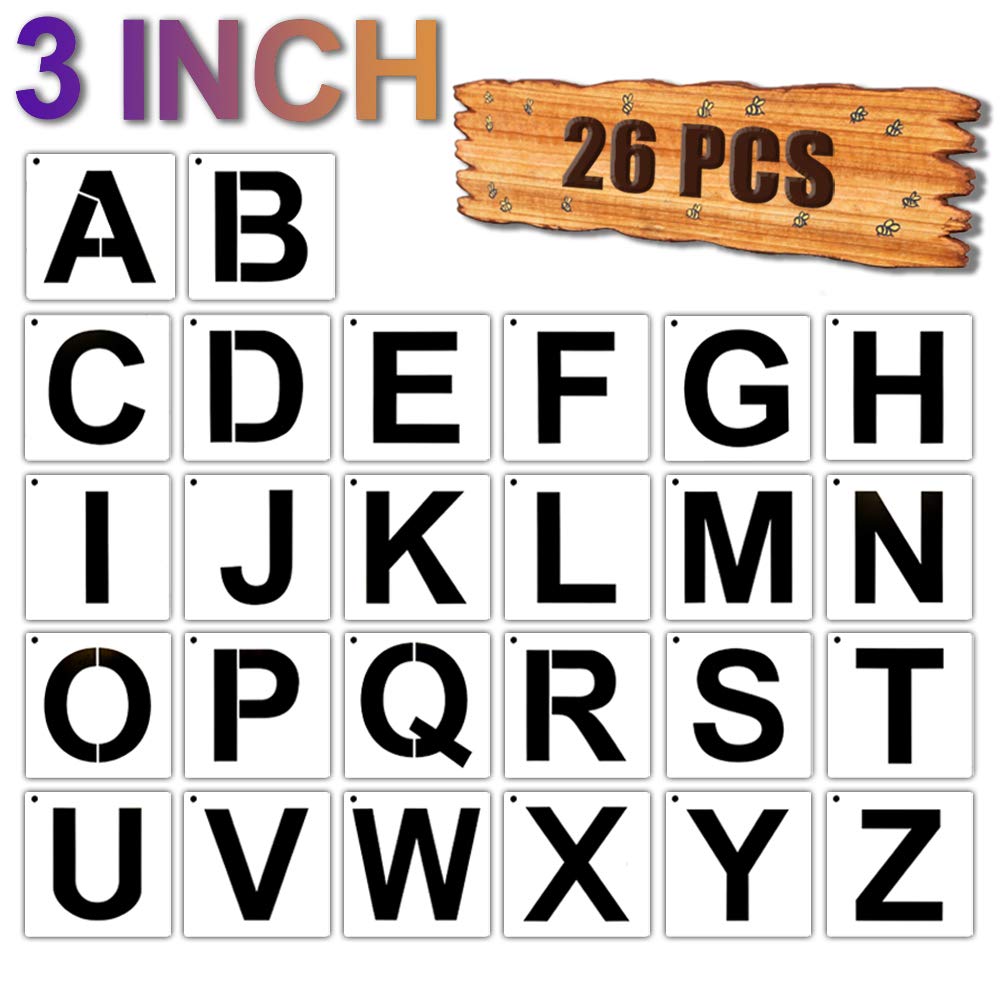 26Pcs Letter Stencils For Painting On Wood Alphabet Stencils 3 Inch