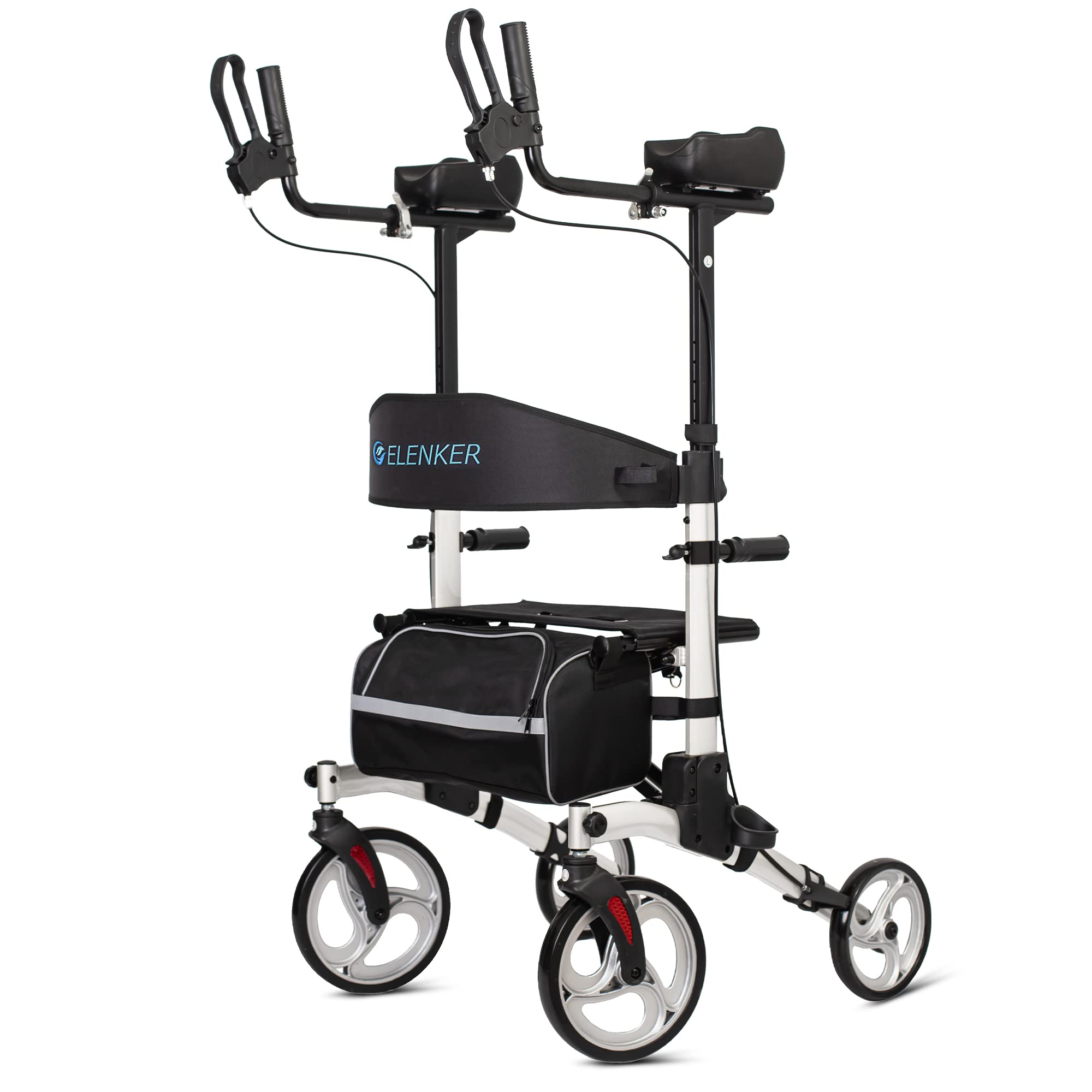 Mua ELENKER Upright Walker, Stand Up Folding Rollator Walker with 10” Front Wheels Backrest Seat ...