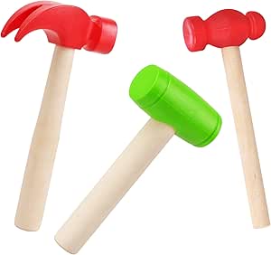 Amazon.com: Waenerec 3pcs Toy Hammer Simulation Wooden Hammers Small ...