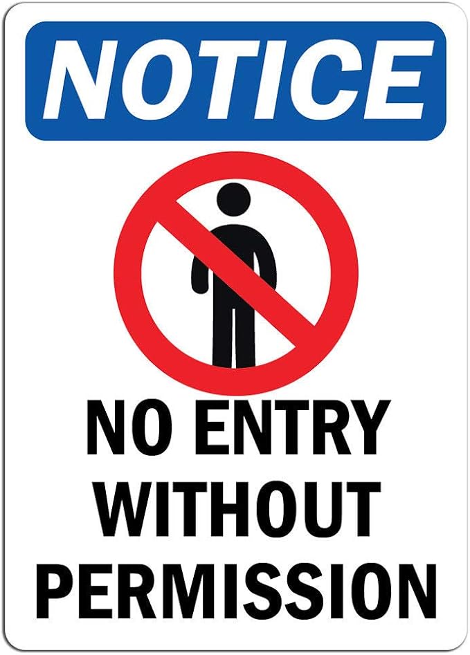 Amazon Notice No Entry Without Permission Sign With Symbol Amazon Notice No Entry Without Permission Sign With Symbol