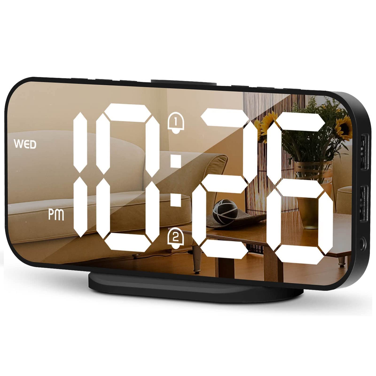 Mua EDUP LOVE Digital Alarm Clock, LED Mirror Electronic Clock, 2 USB ...