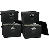 Amazon.com: 12-Inch Vinyl Record Storage Boxes with Lids and Handles ...