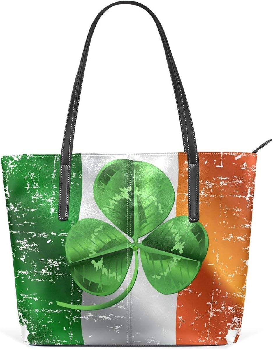 Irish Flag With Shamrock Womens Purse PU Leather Shoulder Tote Bag ...