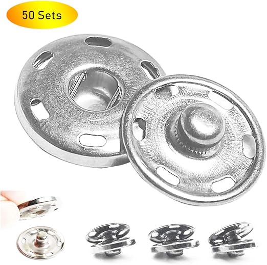 Amazon.com: 50 Sets Sew-on Snap Buttons, Metal Snaps Fasteners Press ...