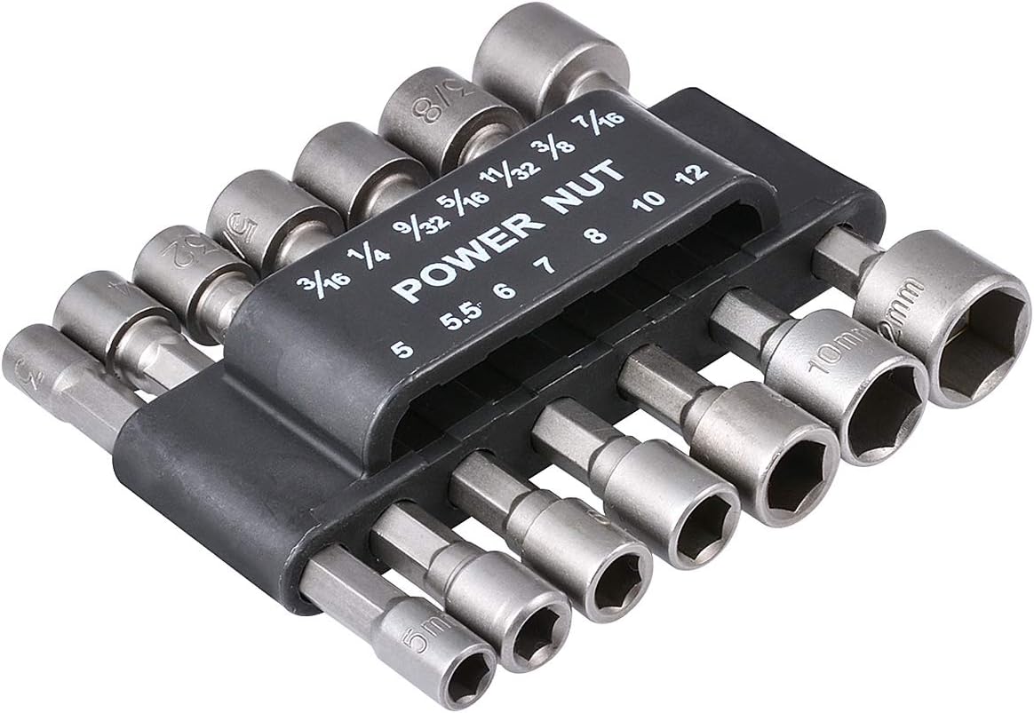 KATUR 14Pcs Quick-Change Power Nut Driver Bit Set, 1/4 Inch Hex Shank 3 ...