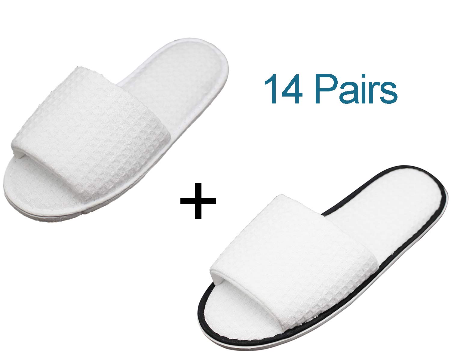 LUXEHOME Waffle Open Toe Spa Slippers, 14 Pairs per Case Include 2 ...