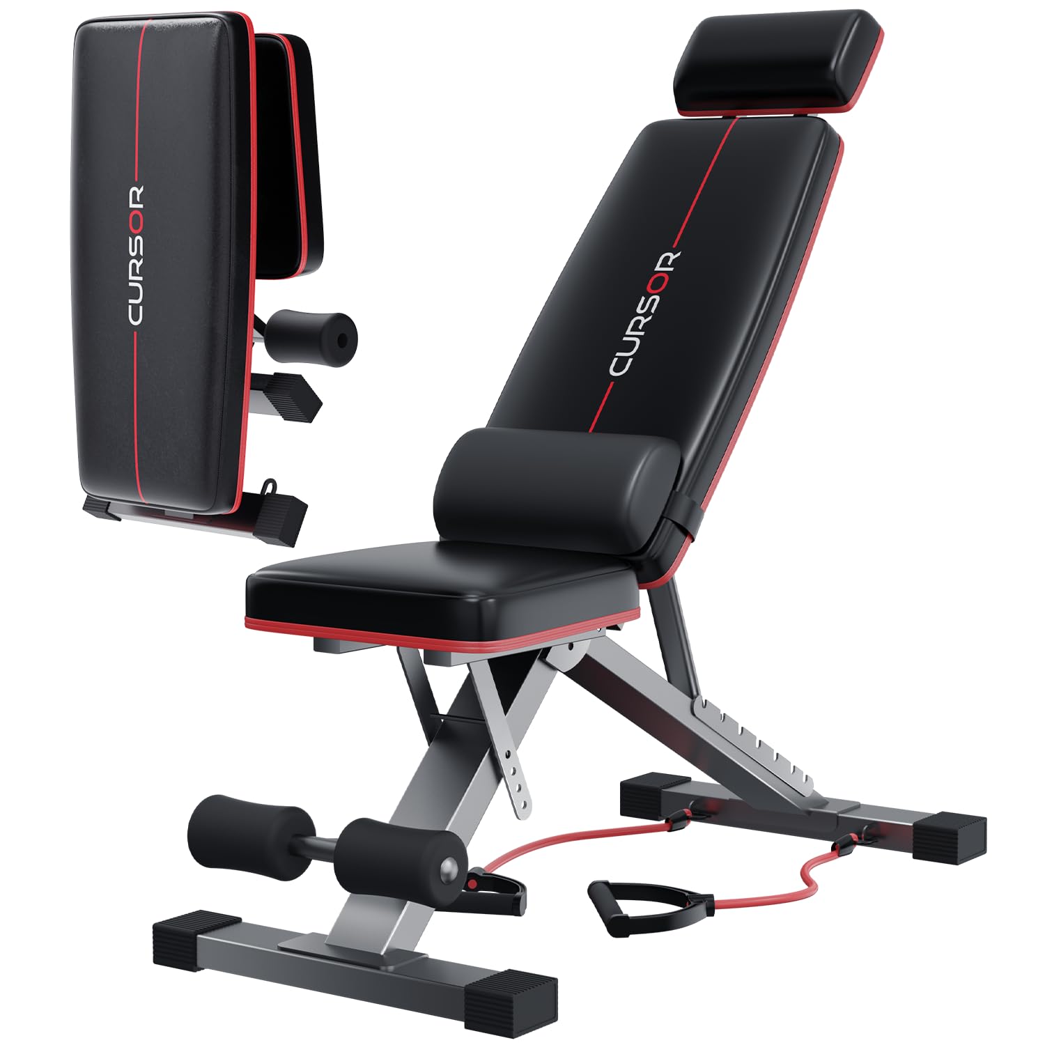CURSOR FITNESS Adjustable Weight Bench with Adjustable Headrest ...