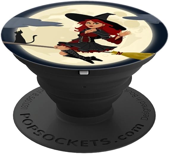 Amazon.com: Halloween Black Cat Pop Socket Witch PopSockets Grip and ...