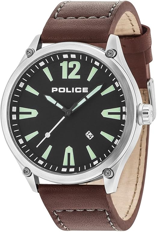 Police Mens Analogue Classic Quartz Watch with Leather Strap 15244JBS ...