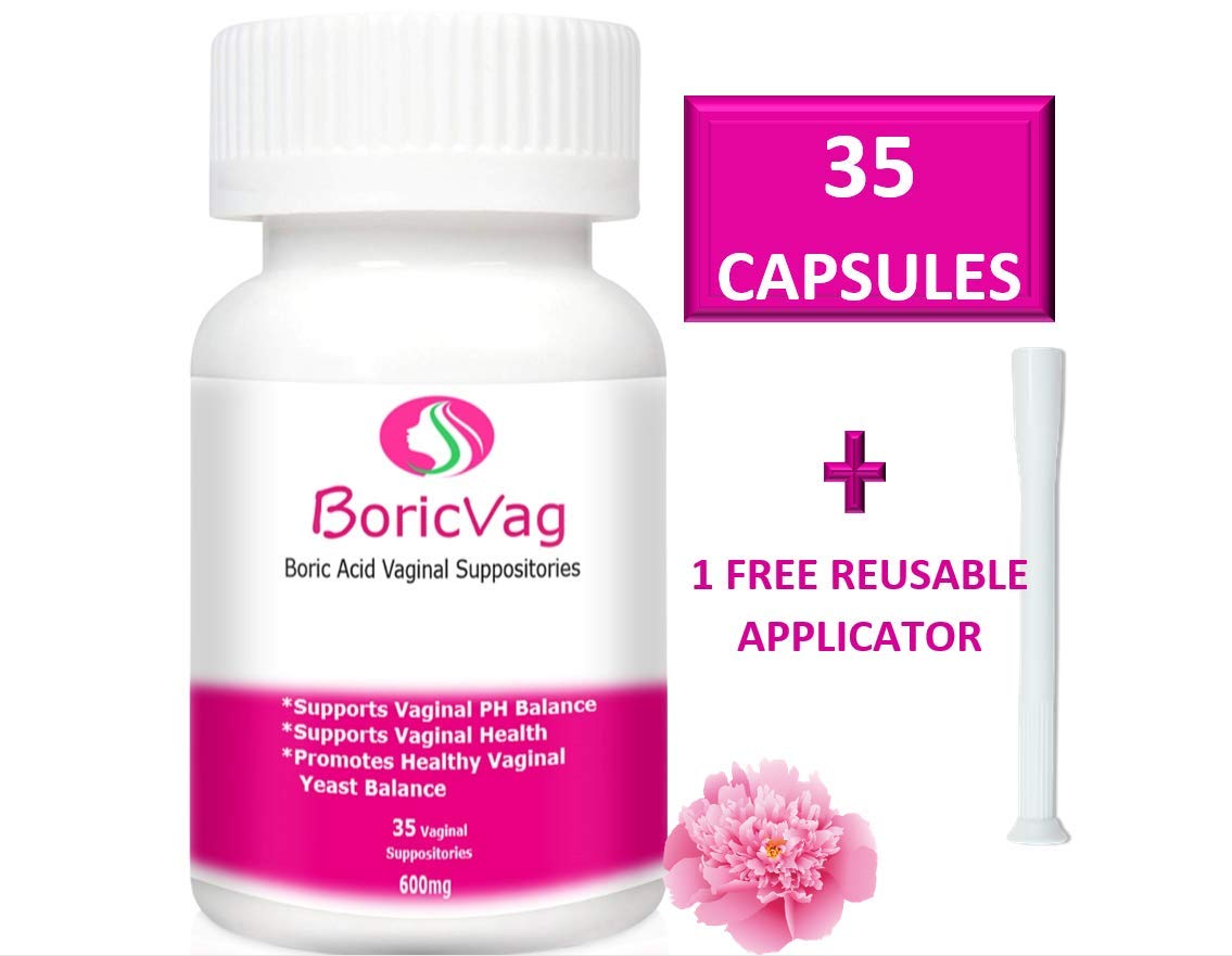 Boric Acid Vaginal Suppositories - 35 Count (600mg) - Applicator ...