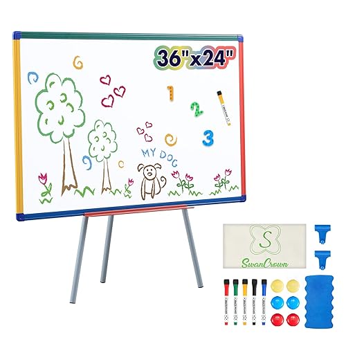 Dry Erase Board with Stand Magnetic Whiteboard for Kids Easel Flipchart ...