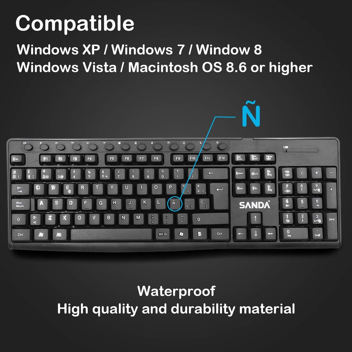 BEISK Sanda Pack Keyboard Plus Spanish Wireless Mouse, Mechanical ...