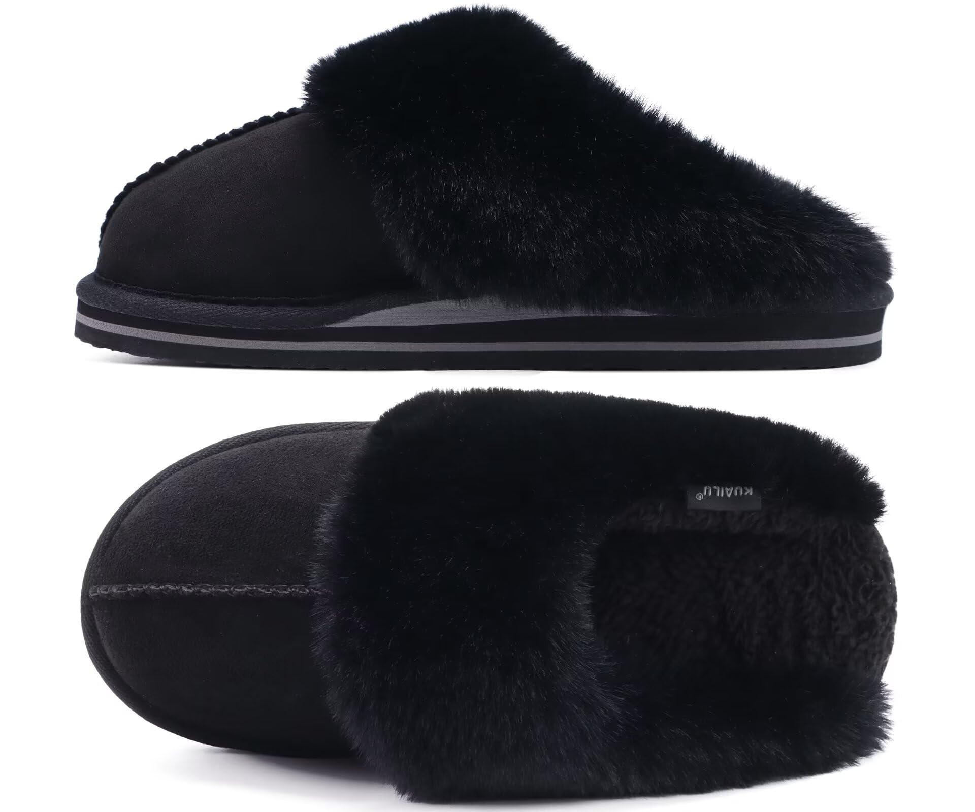 KuaiLu Women's Fluff Dual Memory Foam Slippers, Womens Cozy Arch ...