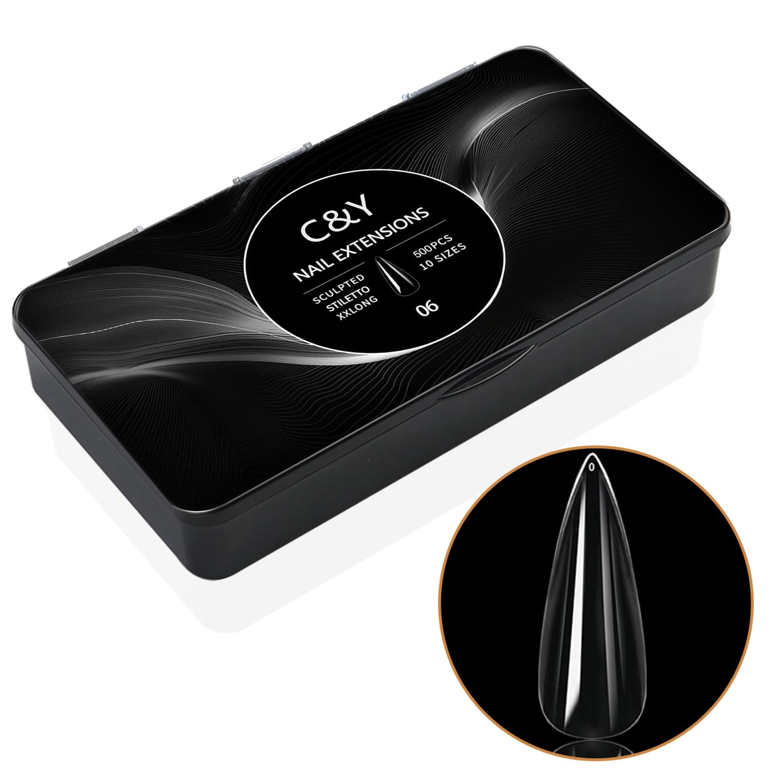 Cycullinyt 500PCS XXlong Stiletto Gel Nail Tips, Pre-shaped Clear Press ...