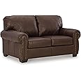 Amazon.com: Signature Design by Ashley Colleton Classic Leather Match Sofa with Nailheads, Dark ...