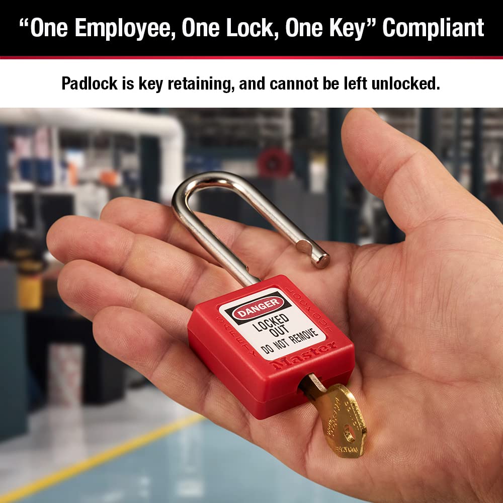 Mua Master Lock Red Lockout Tagout Safety Padlock with Key, Metal ...