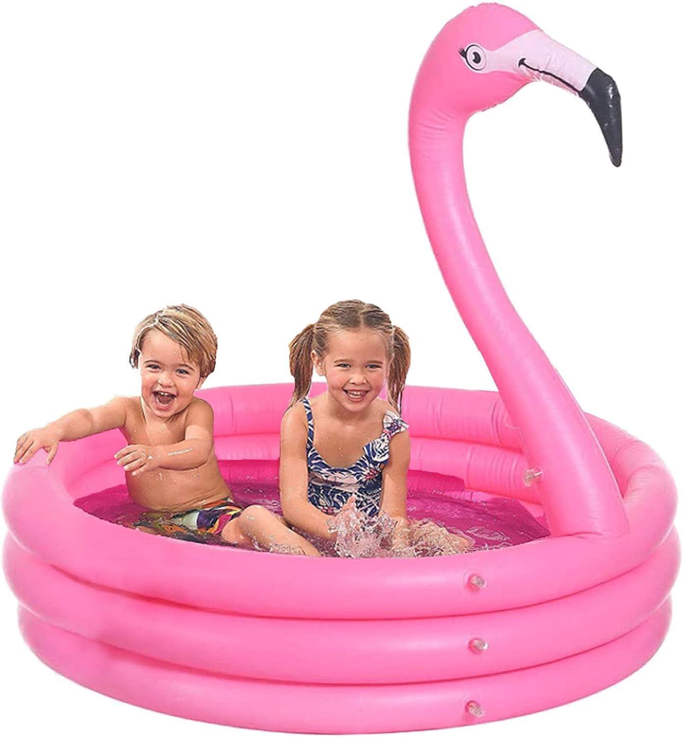 Flamingo Inflatable Paddling Pool, Three Ring Swimming Pool for Kids ...