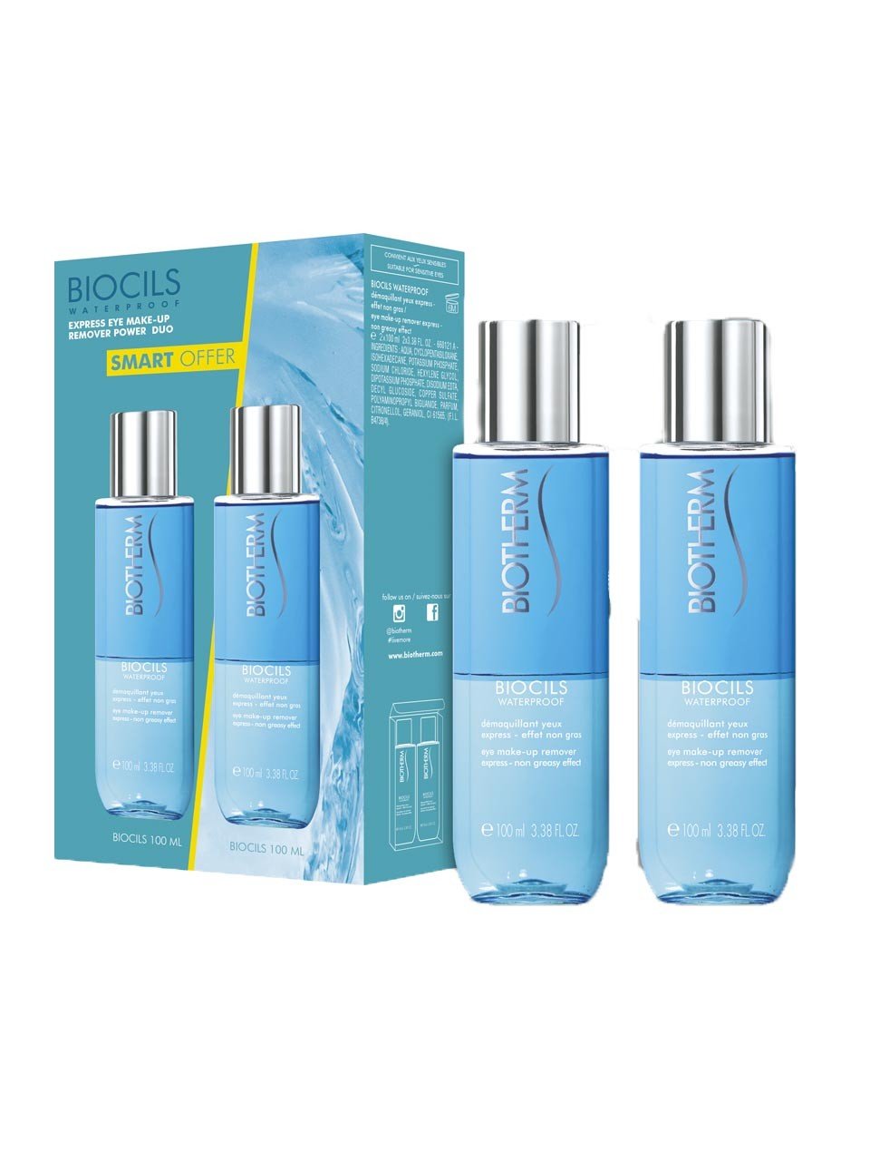 Biotherm Biocils Augen Make-up Entferner Wasserdicht Duo Pack 2x100 ml ...