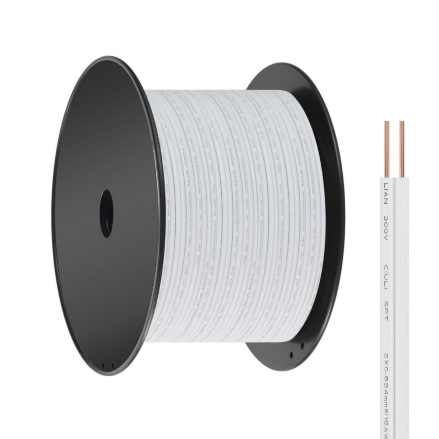 18 Gauge 2 Conductor Electrical Wire SPT-1 250Ft 18/2 Low Voltage Wire ...